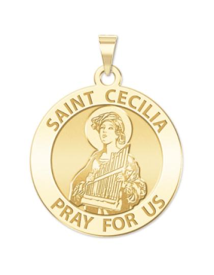 Saint Cecilia Medal 10K Yellow Gold 2 3 x 2 3 inch