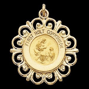 14K Gold First Holy Communion Medal