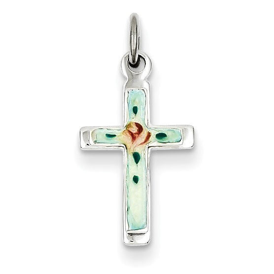 Sterling Silver Enameled Cross Charm
