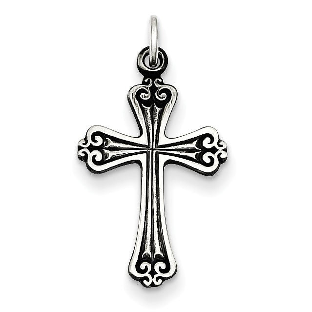 Sterling Silver Antiqued Cross Charm