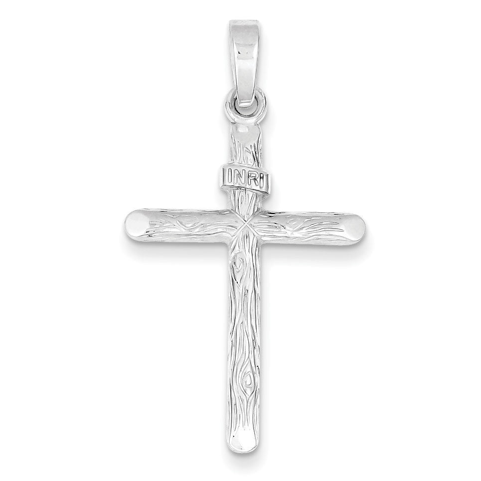 Sterling Silver Polished and Textured INRI Cross Pendant